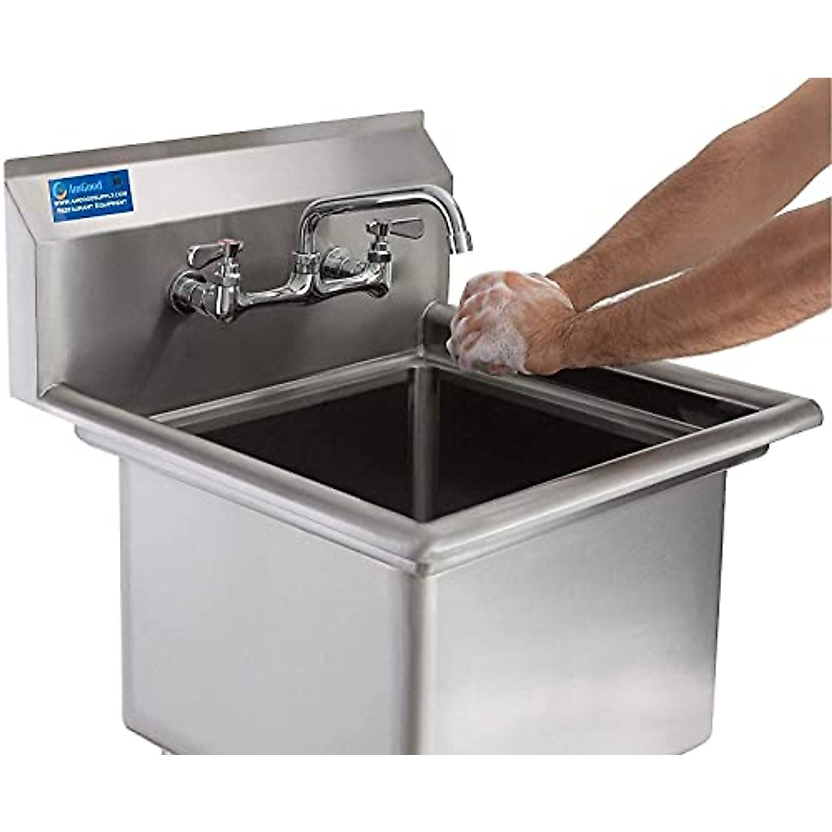 AmGood Commercial Stainless Steel Sink - 1 Compartment Restaurant Kitchen Prep & Utility Sink with 10" Faucet. NSF Certified. (Bowl Size: 16" x 14" + Faucet)