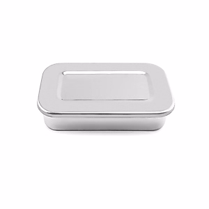 QWORK Stainless Steel Instrument Tray Organizer with Lid, 2 Pack, 8" Container, Instruments Solid Box, Square Sterilization Box Container for Lab Instrument Supplies