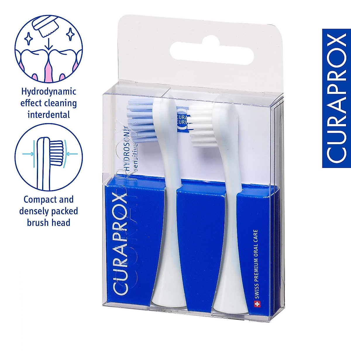 Curaprox Sensitive Electric Toothbrush Replacement Heads for Electric Toothbrush (2 Pack)