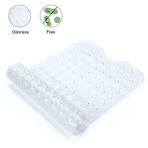YINENN Bath Tub Shower Safety Mat 40 x 16 Inch Non-Slip and Extra Large, Bathtub Mat with Suction Cups, Machine Washable Bathroom Mats with Drain Holes, Clear