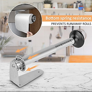 Paper Towel Holders for Kitchen - Adjustable Length Paper Towels Holder Under Cabinet,Self-Adhesive or Drill Mounting, Stainless Steel Wall Mount Towel Holder for Pantry,Sink, Bathroom (Silver)