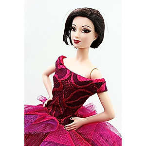 [Handmade Dress Fit for 12" Doll] Cora Gu Classic Off Shoulder Fuchsia Rose Lace Dress/Wedding Gowns Fit for 12" Fashion Doll [Doll's not Included]