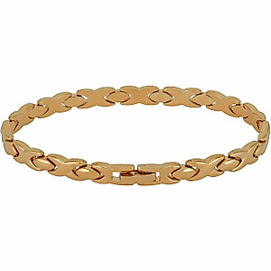 LIFETIME JEWELRY Polished “Hugs & Kisses Bracelet for Women and Men 24k Gold Plated (Gold, 8 inches)