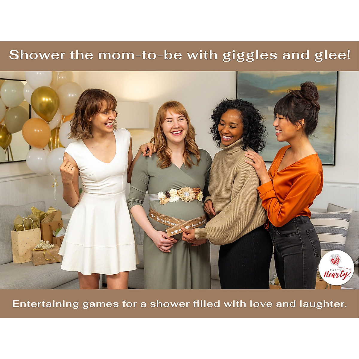 Party Hearty Funny Baby Shower Games for Girl or Boy Activities, 2 Rolls, 2 inches x 150 feet, Kraft Tummy Measure, Fun & Easy Idea