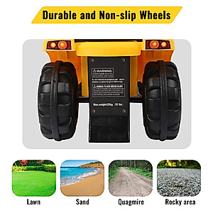 COLOR TREE Toddlers Ride-on Bulldozer Tractor Toy with Simulated Sounds - Kids Boys Construction Truck Vehicle with Bucket, Steering Wheel, Helmet, Rocks