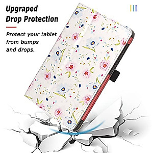 Caweet Case for TCL Tab 8 LE (Model: 9137W) 2023 Release, (𝐍𝐨𝐭 𝐅𝐢𝐭 𝐓𝐂𝐋 𝐓𝐚𝐛 𝟖 𝐌𝐨𝐝𝐞𝐥: 𝟗𝟎𝟑𝟖𝐒), Premium Leather Stand Cover with Magnetic Closure, White Flower