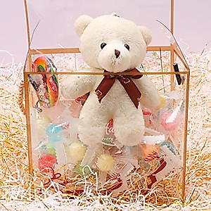 Zwish 1LB Basket Filler Iridescent Film PP Hamper Shreds Paper Shredded Crinkle Confetti for fo Gift Basket, Bags Packaging Filling-White & Gold