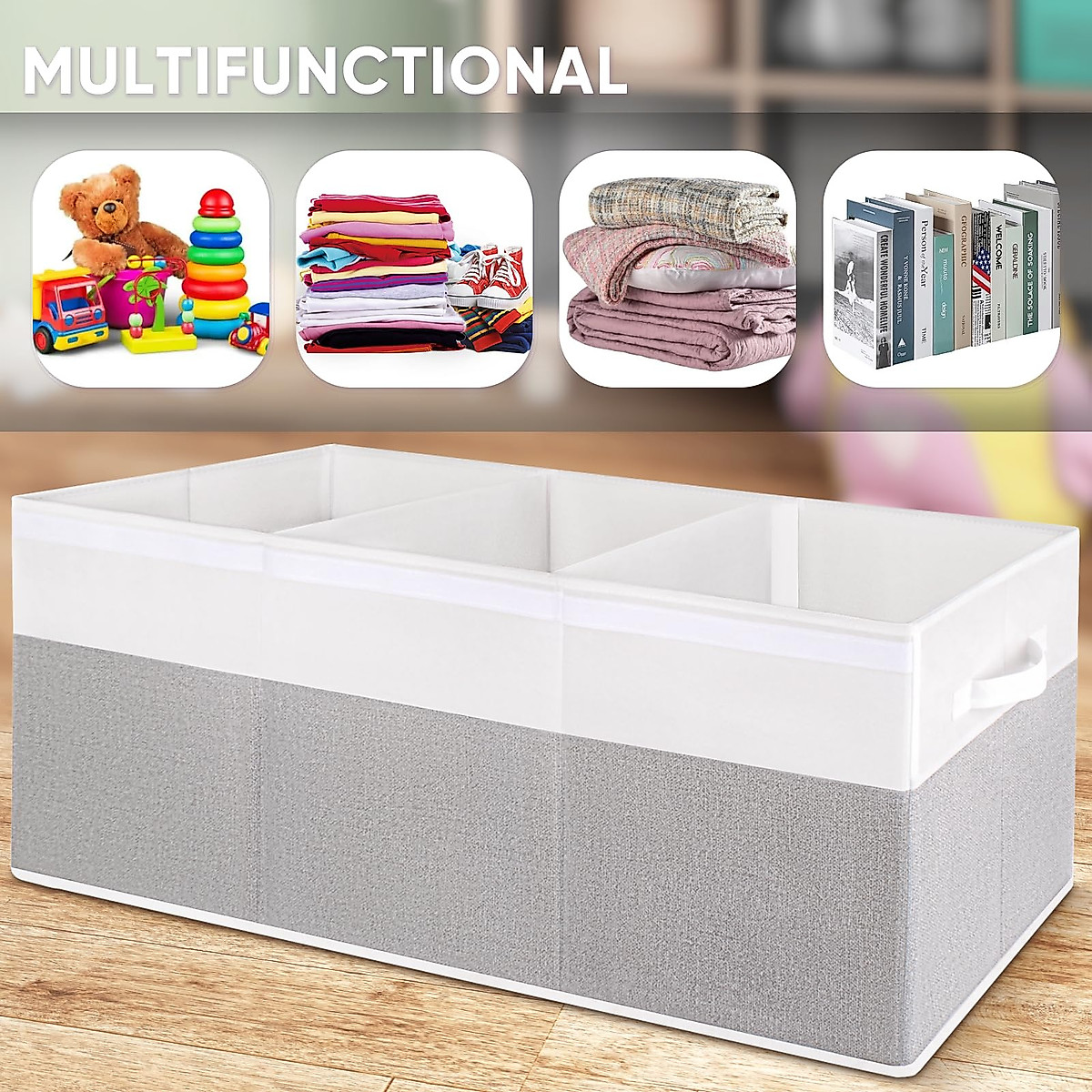 Kids Toy Box, Extra Large Toy Chest for Boy and Girl, 118L Toy Storage Organizer Stuffed Animals Holder with Removable Divider and Sturdy Handle for Nursery, Bedroom, Living room, 36"L x 12.6"W x 16"H