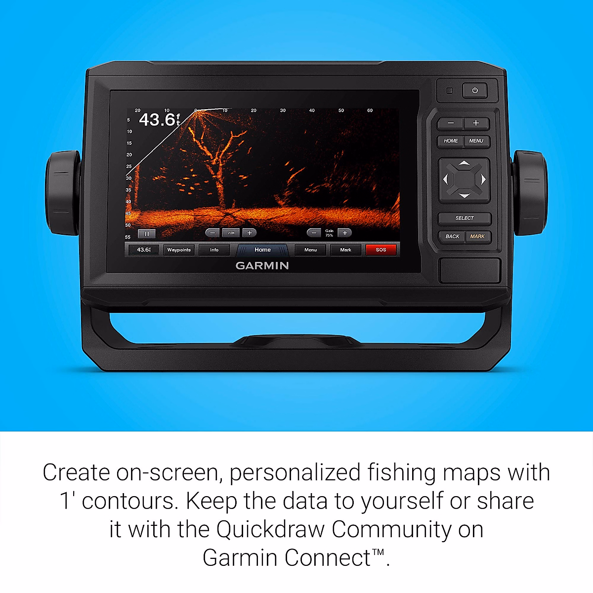 Garmin ECHOMAP UHD 63cv, Keyed Chartplotter with U.S. LakeVü g3 and GT24UHD-TM transducer