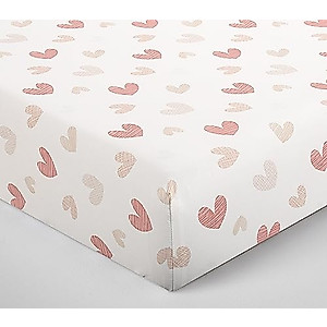 Bedward 100% Cotton (Excluding Quilt Filling) 3 Piece Baby, Toddler Crib Bedding Set ; Includes Fitted Sheet, Bed Skirt and Comforter Quilt for Nursery (Hearts)