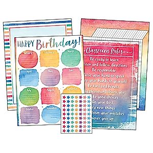 Teacher Created Resources Watercolor Classroom Essentials Chart Pack (6882)