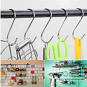 RuiLing 6-Pack 4.7 Inches Extra Large S Shape Hooks,Heavy-Duty Stainless Steel Hanging Hooks - Multiple uses,Ideal for Apparel, Kitchenware, Utensils, Plants, Towels, Gardening Tools.