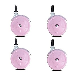 Baby Walker Big Wheels Replacement, Set of 4, Baby Walker Accessories, Plastic Wheels Casters, Universal Wheels (8mm, Pink)