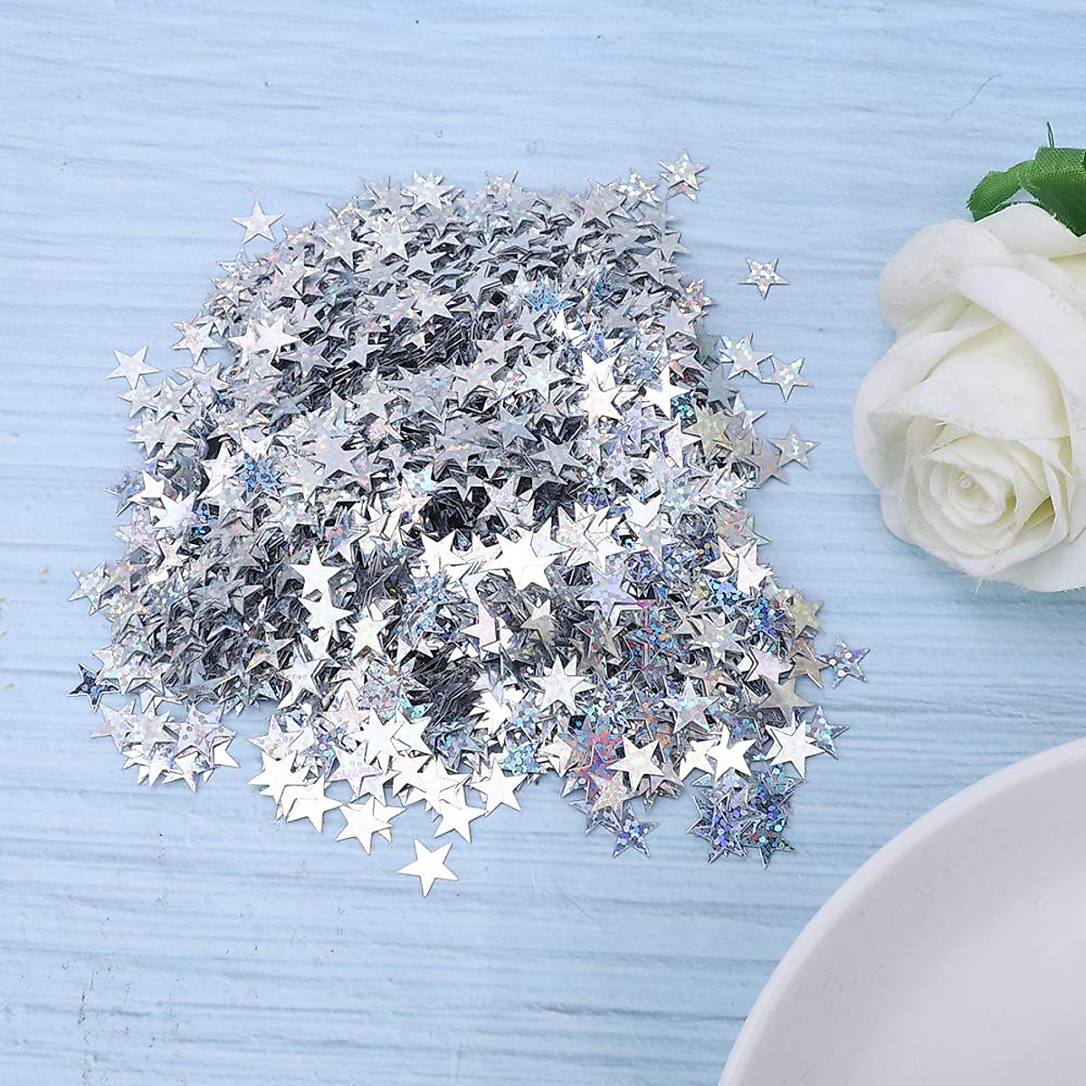 Star Confetti Sprinkles Table Confetti Glitter Confetti Silver Metallic Confetti Gold Confetti for Christmas Wedding Birthday Decoration 60g(silver)