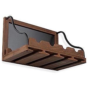 brightmaison BGT Colmar Wall Wine Rack, Wine Glass Holder & Bottle Rack with Chalk Board Sign, 4 Bottles Wine Storage, Rustic Wall Décor, Wood Walnut