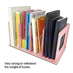 YOUTHINK DIY Desktop Bookshelves, Wooden Books DVD Placement Shelves Storage Shelves, Suitable for Students Children Adults (Light Pink)