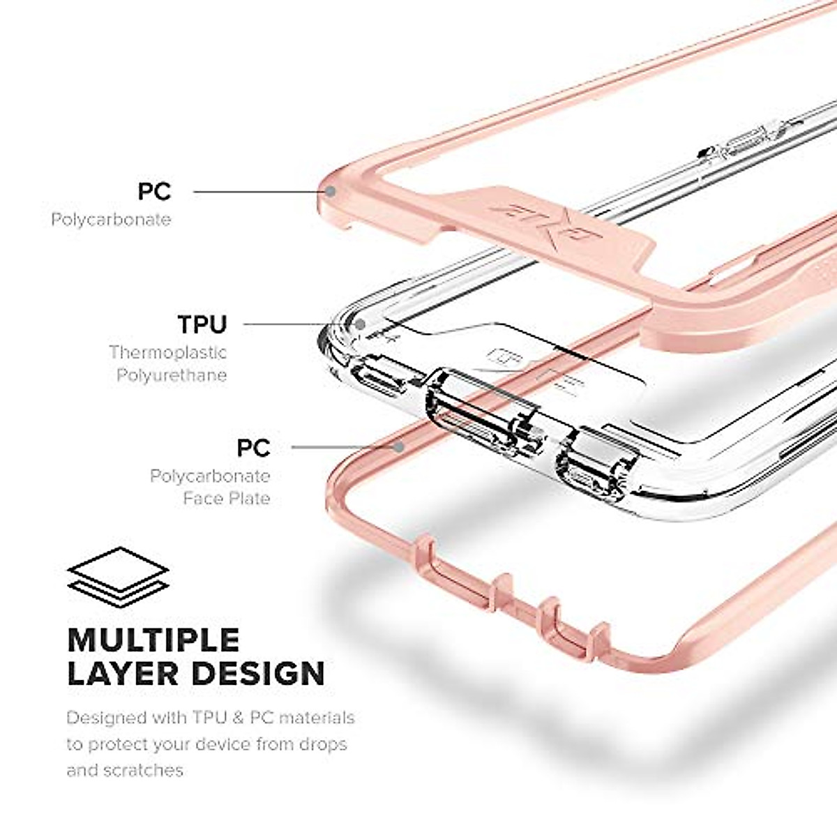 Zizo ION Series LG Aristo 4+ / LG Escape Plus Case | Military Grade Drop Tested with Tempered Glass Screen Protector (Rose Gold/Clear)