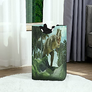 Jurassic Dinosaur Jungle Park Large Laundry Basket Collapsible Laundry Bag Hamper Foldable Cloth Storage Bin with Handles for Kids Dorm Bedroom