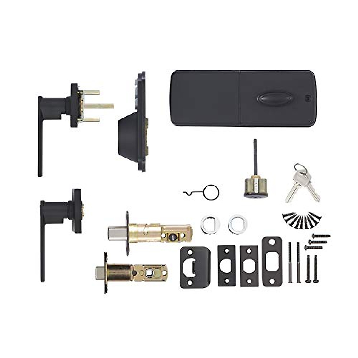 Amazon Basics Traditional Electronic Keypad Deadbolt Door Lock With Passage Lever, Matte Black, 7.83 cm x 12.91 cm