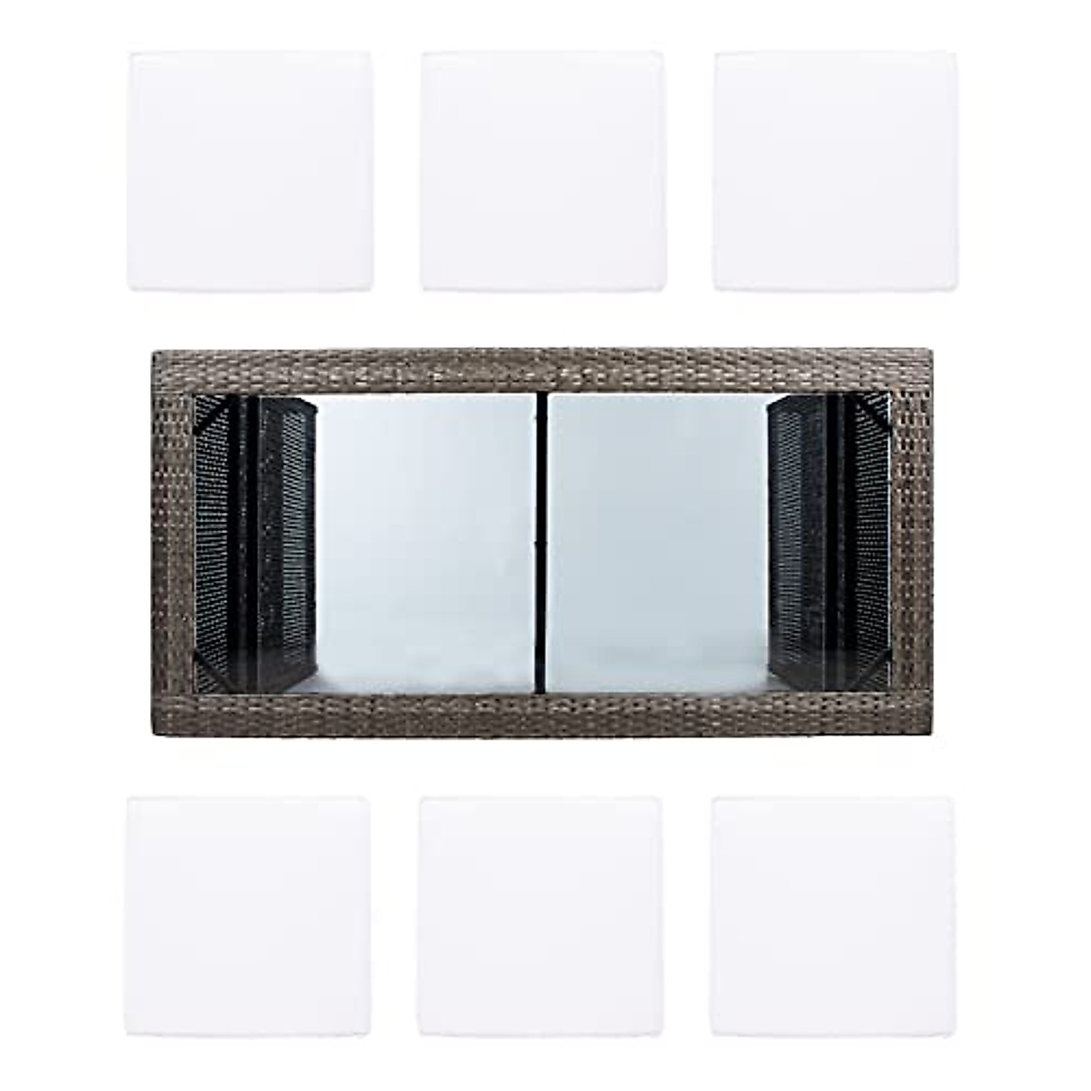 SAFAVIEH Outdoor Collection Horus Grey Brown/White Cushion 7-Piece Dining Set PAT7502C