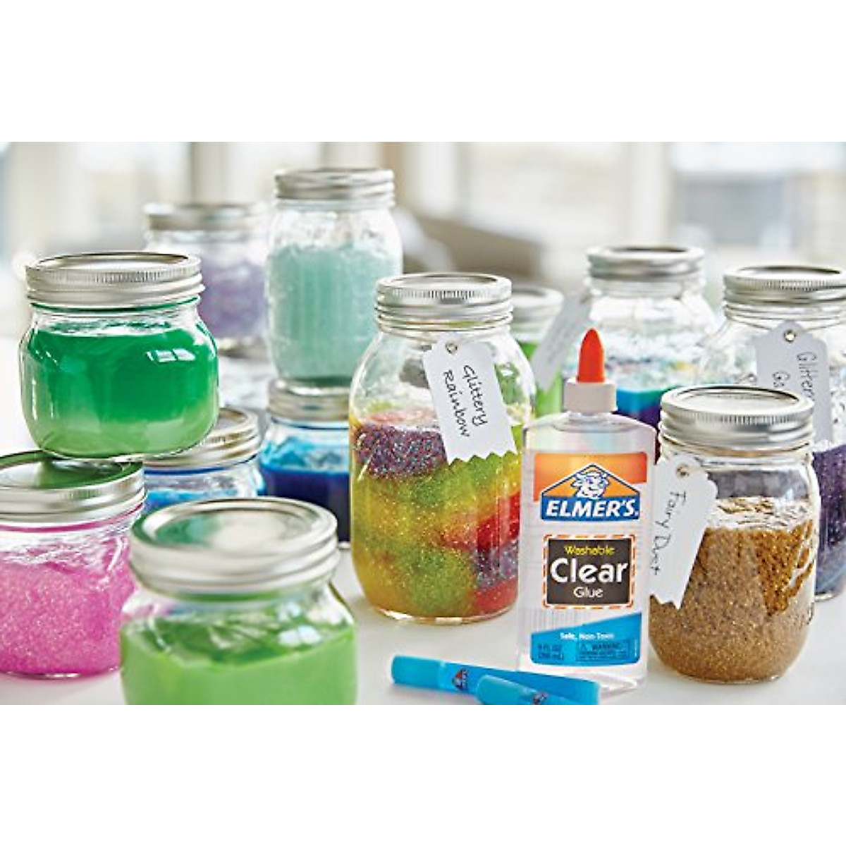 Elmer's Washable Glitter Glue, Frosty Colors, 5 Sticks, Great for Making Slime