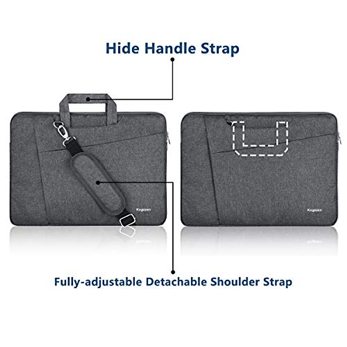 Kogzzen 16 15.6 15.4 15 Inch Laptop Sleeve Messenger Shoulder Bag Compatible with MacBook Pro 16/15/ Surface Laptop 15/ Surface Book 15, Slim Waterproof Protective Case Dell HP Lenovo Asus - Gray