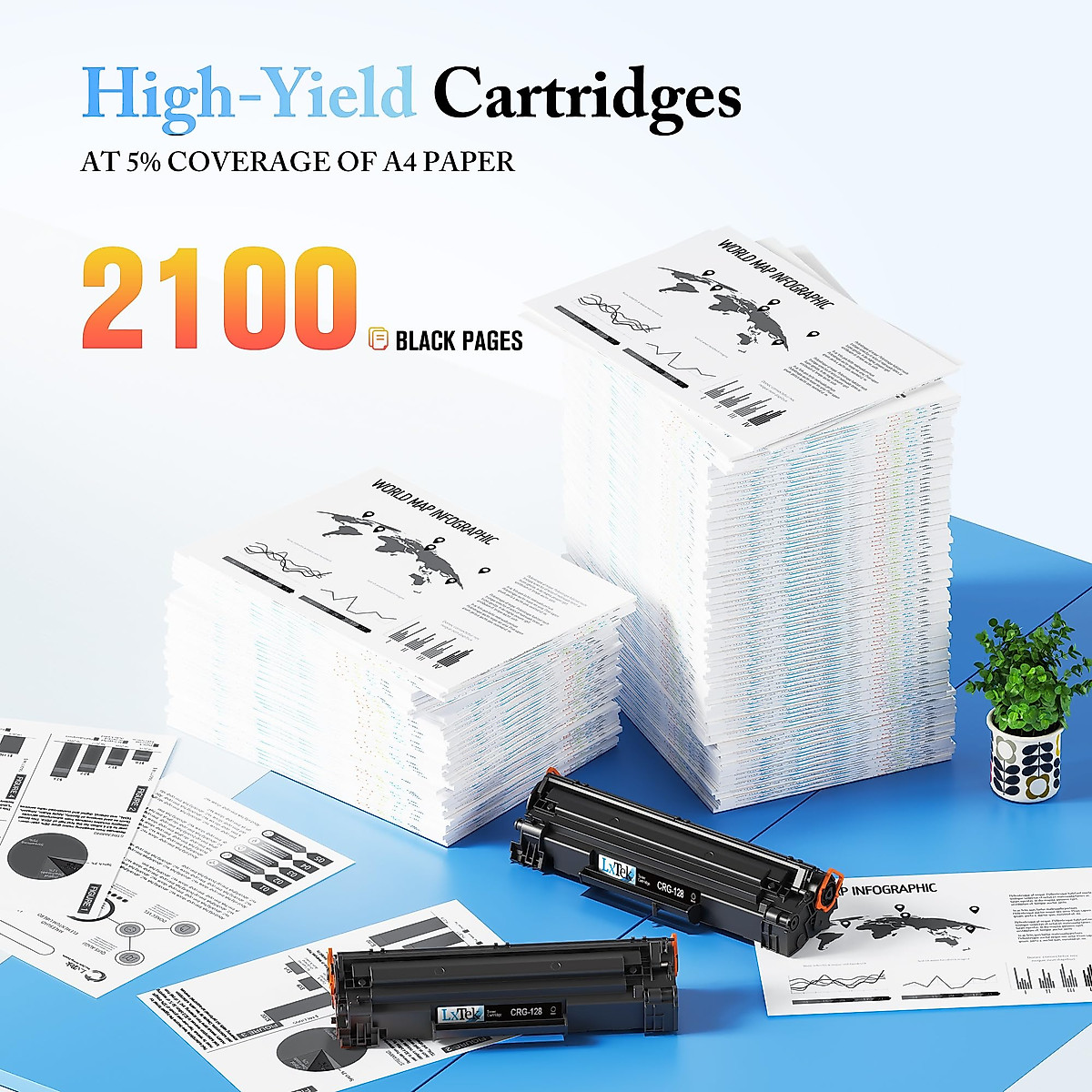 LxTek Compatible Toner Cartridge Replacement for Canon 128 CRG128 to use with ImageCLASS D530 D550 MF4570dw MF4570dn MF4770n FaxPhone L190 L100 Printer Tray (Black, 2 Pack)