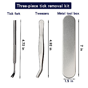 Generic Tick Removal Tool,Tick Remover for Dogs,Pet First aid kit Ttwister Tweezers,Tick Key,Dog Hiking Camping Gear,Cat flea and tick Treatment (1 Set), Metal ash