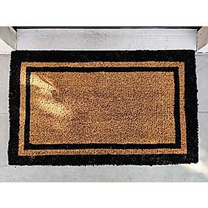 Kempf Black Border Coco Coir Doormat - Heavy Duty Doormats - 22" X 36"