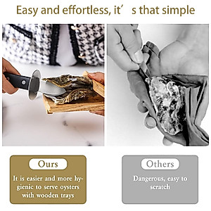 Oyster Opener Clamp, Oyster Shelling Holder Wood, Ergonomic Hand Guard Oyster Shelling Tool, Portable Seafood Tools Suitable for Parties, Picnics