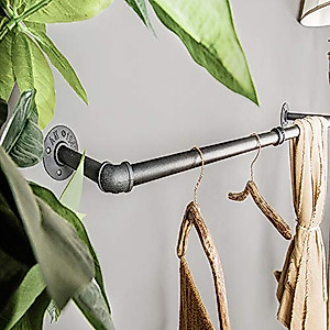 SERENITA Industrial Pipe Clothing Rack 37" Heavy Duty Black Iron Pipe Clothing Garment Hanging Rod Bars. Wall Mounted. Closet Laundy 1 Piece