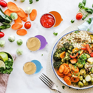 6 Pieces Metal Salad Dressing Containers To Go, Fits in Bento Box for Lunch, 1.7oz Small Condiment Containers with Lids, Premium Silicone, Leakproof Lids for Condiments Snacks Dipping Sauce