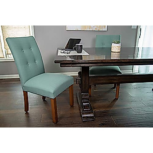Homepop Home Decor | 4 – Button Tufted Upholstered Parsons Dining Chairs | Set of 2 Accent Dining Chairs, Aqua