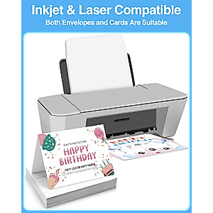 Poever Blank-Cards-and-Envelopes 60 Pack - 5 x 7 Folded Cardstock with A7 White Envelopes-for-Invitation, Heavyweight Blank-Note-Cards-and-Envelopes Self Seal Printable for Greeting Party Birthday