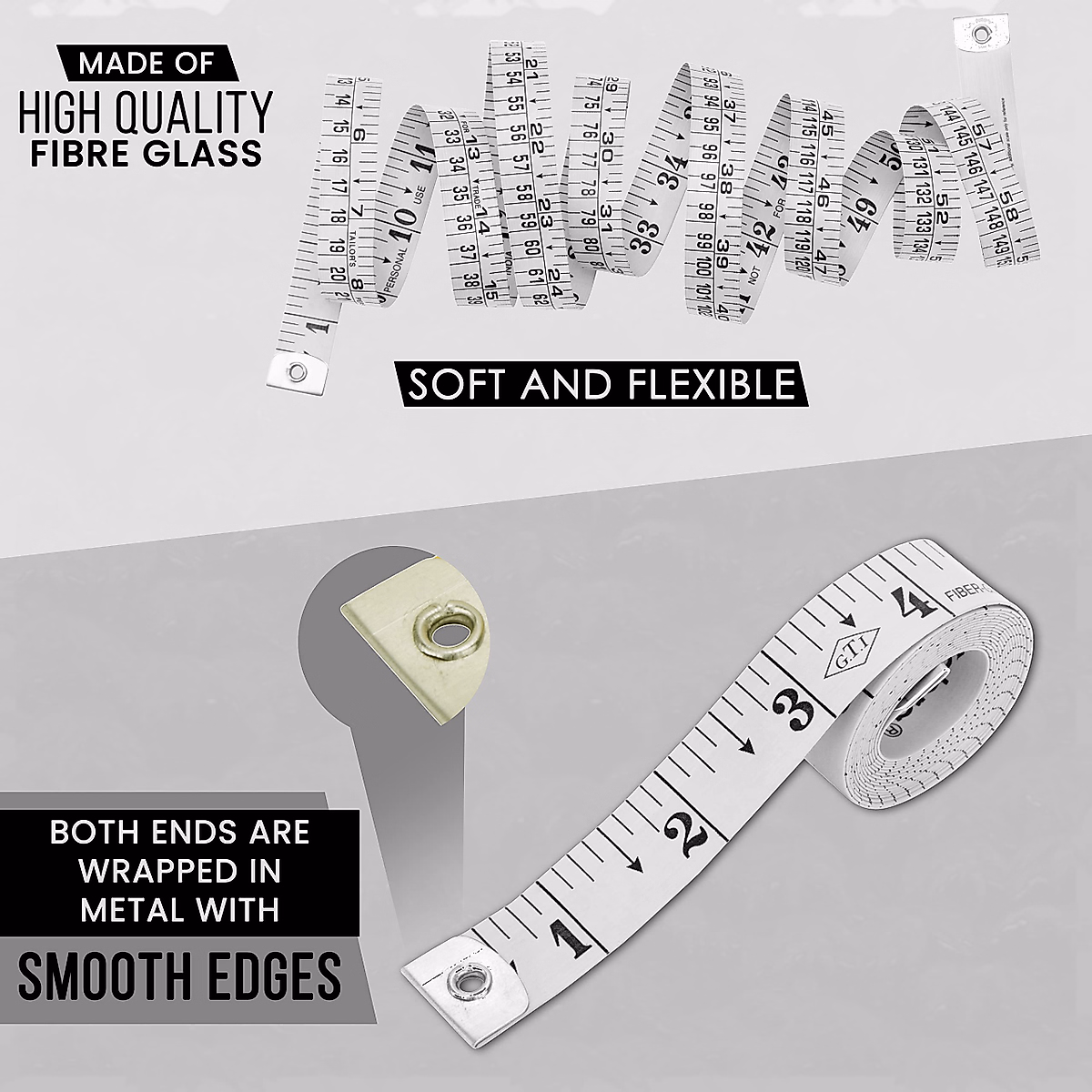 Unitedprime Flexible Tape Measure, Accurate Dual Scale Standard & Metric Measurements Tape,Soft Measuring Tape for Body, Weight Loss Sewing Tailor Craft Ruler,Blue,150cm/60 inch (White / 2 Pack)