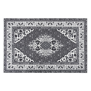 B BENRON Soft Living Room Rug 4x6,Grey,Thin Rugs for Bedroom,Floral Rug with Memory Foam, Low-pile Area Rug Home Decor