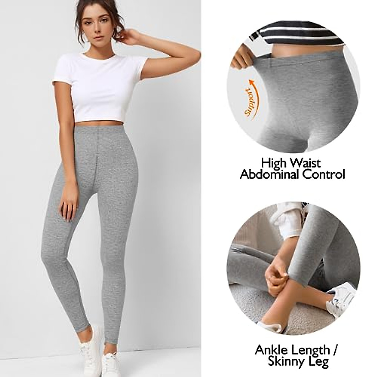 Black Cotton Leggings for Women, High Waisted Workout Leggings Depot Tummy Control Tights for Women Running Yoga Pants