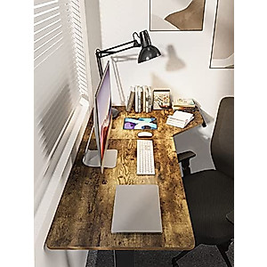 Marsail L Shaped Electric Standing Desk, 55x34 Inch Standing Desk Adjustable Height with Headphone Hook, Large Computer Desk Sit Stand Desk for Home Office Sturdy Writing Workstation