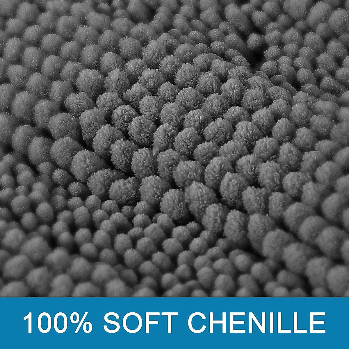 2 Piece Bathroom Set Bathroom Rugs Bath Mat Set Bath Rugs Bath Mats for Bathroom Non Slip Thick Soft Chenille Striped Bath Rug Set, Door Mats for Kitchen/Living Room (Grey, 20" x 32"/17" x 24")