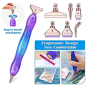 Kuangben 60 Slots Diamond Painting Storage Containers, Diamond Painting Accessories with Resin Diamond Painting Drill Pen, Magnet Cover Holder etc. Diamond Painting Kits (Pink)