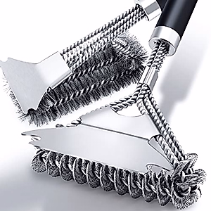 Grill Brush for Outdoor Grill, 2023 for Family Men & Father. 3 in 1 Grill Cleaner Brushes with Scraper Bristle Free, Grill Accessories 18" Stainless Steel Wire BBQ Brush.