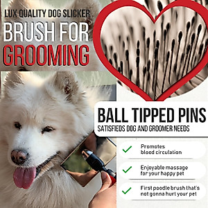 Bixy Pixy Slicker Brush for Dogs With Coated Tips - Extra Long Pins Removes Tangles - Doodle and Goldendoodle Brush Goes Deep Into Undercoat - Golden Retriever Brush for Shedding - Cepillo Para Perros