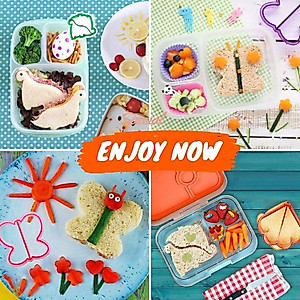 Sandwich Cutter and Sealer, 6 Pcs Bread Decruster Sandwich Cutter Pancake Maker Dinosaur Butterfly Dolphin Heart Puzzle Shape DIY Cookie Sandwich Cutters for Kids Bento Box