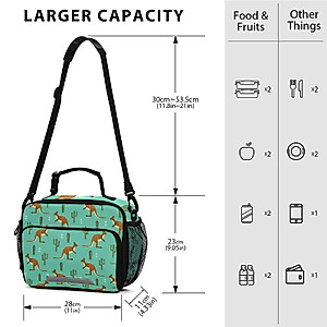 Glaphy Kangaroo and Cactus Lunch Bag, Cooler Lunch Box Insulated Lunch Tote Bags Food Container for Men Women Kids