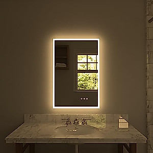Luxaar Lucent 24 in. x 36 in. Wall Mounted LED Vanity Mirror with Color Changer, Dimmer and Defogger