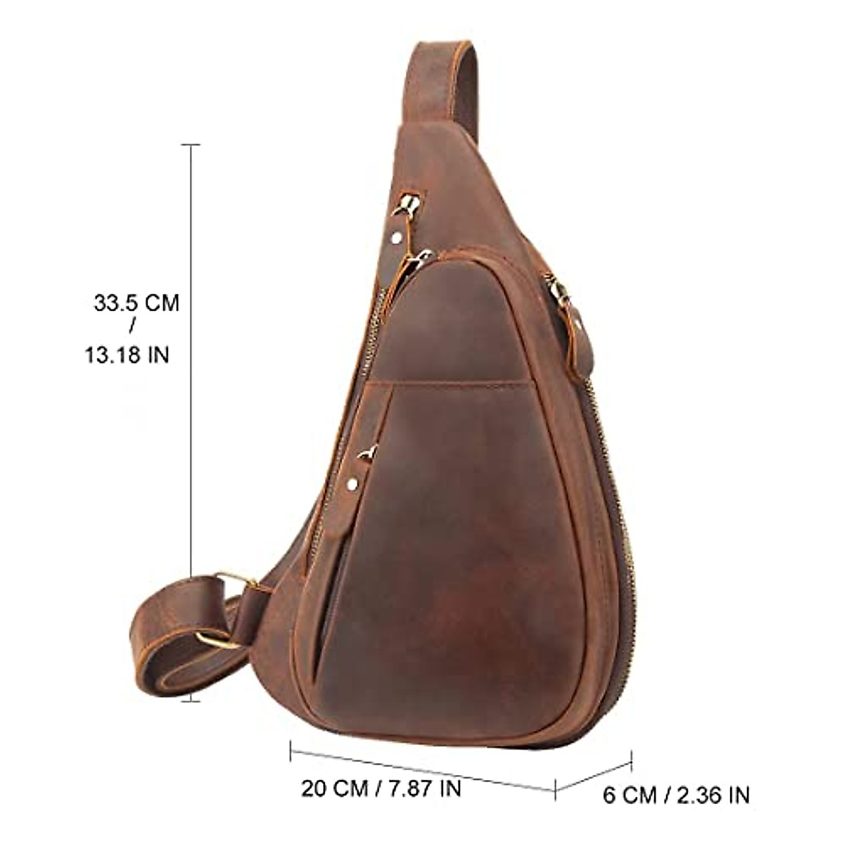Leathario Leather Sling Bag for Men Chest Crossbody Shoulder Small Daypack Multipurpose Casual Travel