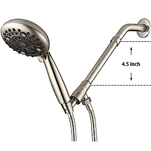 G-Promise 7 Inches Shower Head Extension Arm, Shower Arm Extension, Shower Head Extender, Lower Shower Head, All Solid Brass Construction (Brushed Nickel)