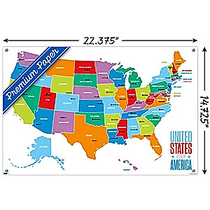 Map - United States of America 2022 Wall Poster with Push Pins