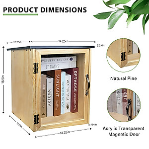 WodGod Little Library Box Outdoor, Little Library Free Library Outdoor Box Storage, Free for Neighborhoods, Community, Sharing Books, Literature, Newspaper etc.(1 Pcs Sticker for DIY)