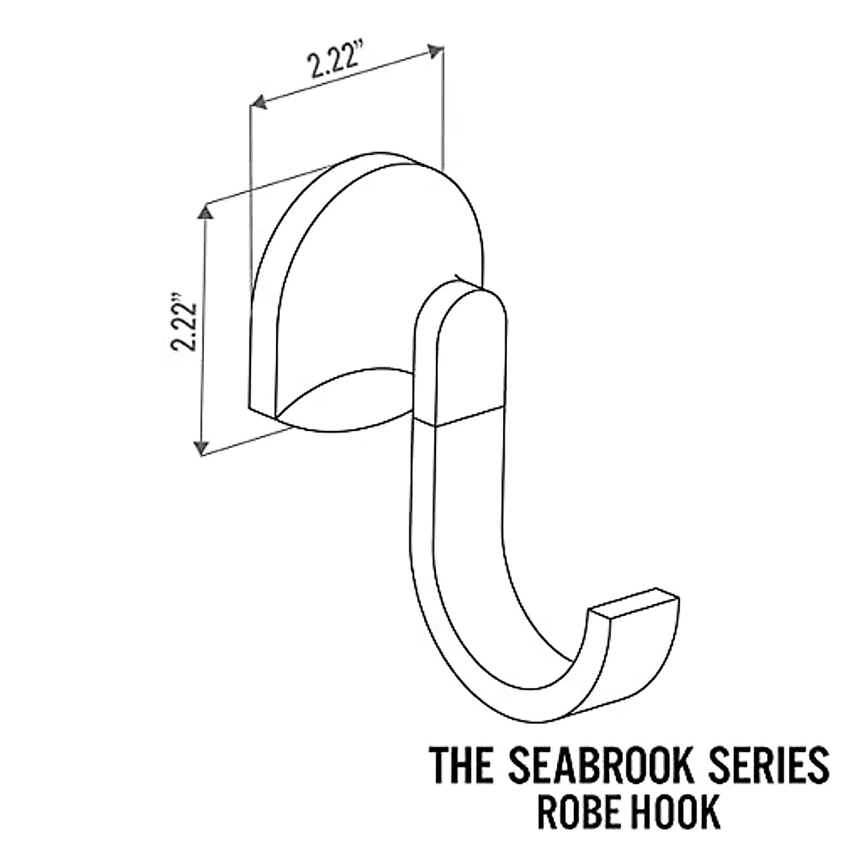 Bennington Seabrook Robe Hook Wall Mounted Single Prong Bathroom Hardware Bath Accessory, Nickel